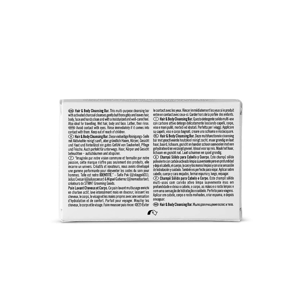 STMNT Grooming Goods Hair & Body Cleansing Bar, 4.4 oz | SLS/SLES Sulfates Free | Moisturizing Formula w/ Activated Charcoal | Travel Friendly