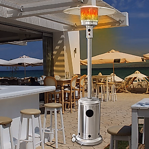 Patio Heater - Propane Outdoor Heater 48000BTU, Outdoor Patio Heater with Overheat Protection, with Wheels for Restaurants, Garden and Commercial Use (PPH-STS)