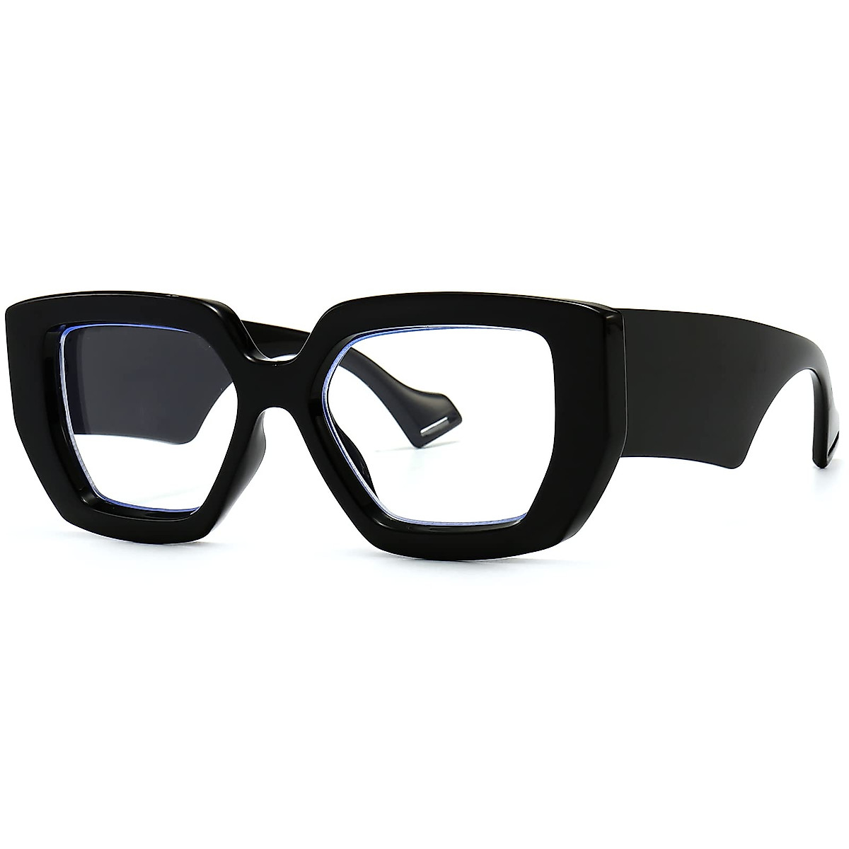 Breaksun Thick Frame Blue Light Glasses for Women Men Fashion Oversized Square Computer Gaming Eyeglasses (Black)