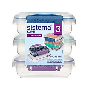 Sistema Klip It Food Storage Container, 200 ml, 3-Pack (Colors May Vary)