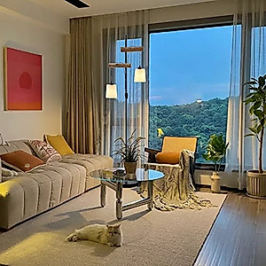 Floor Lamps for Living Room,Farmhouse Industrial Floor Lamps,68 Inch 2 Lights Wood Standing Lamp,Sturdy Base Tall Vintage Pole Light, Metal Black Floor Lamps Bedroom Office Rustic Home (Brown)