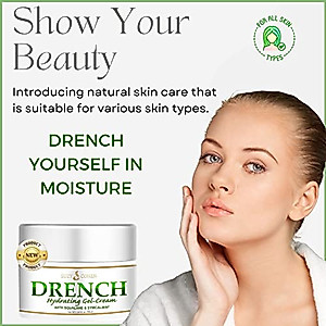 Suzy Cohen Drench Hydrogel Face Moisturizer for Women and Men. Soothes dry, itchy, dull skin and softens fine lines. Anti-aging face cream for dry skin with squalane, aloe, aspen extract & Sym-Calmin.