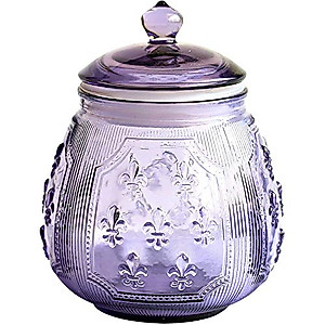 Vintage Relief Crystal Glass Candy Dish Snack Jar with Seal Lid,Wedding Candy Jar