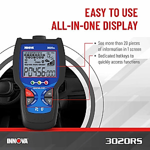 INNOVA 3020RS Fast & Easy-to-Use Check Engine Code Reader, OBD2 Scan tool for ABS Clear with Fix & Part Recommendations, Maintenance Schedules, & Free TSBs on iPhone & Android