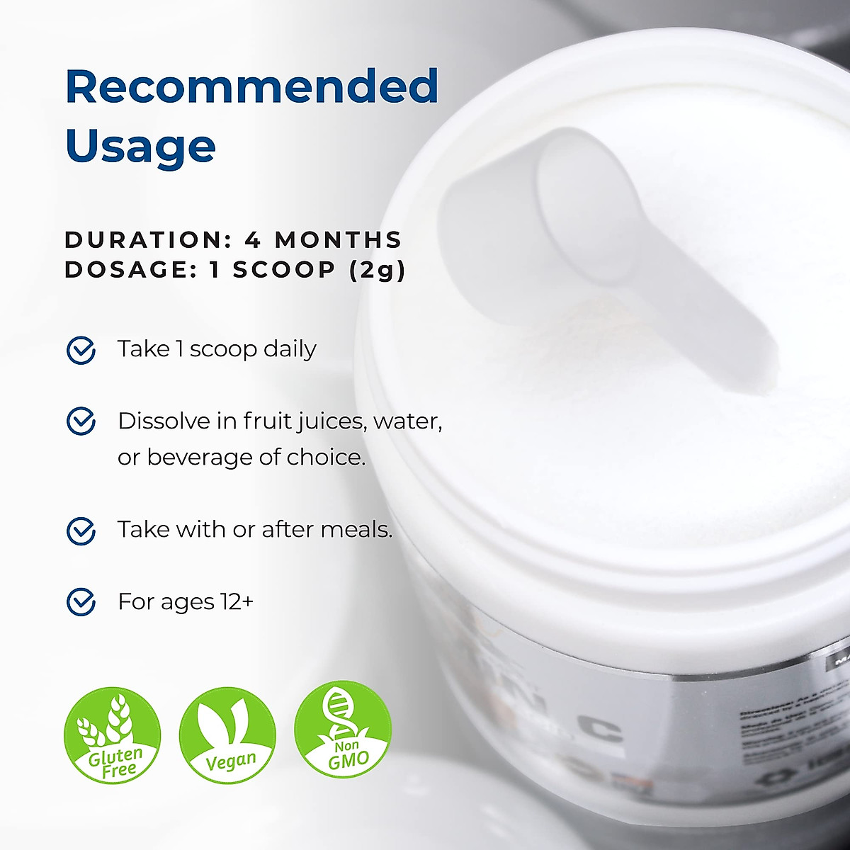 Immune & Genetics Protocols LLC Vitamin C High Potency* 2000 mg - Versatile and Powerful (120 Servings/4 Month approximate)