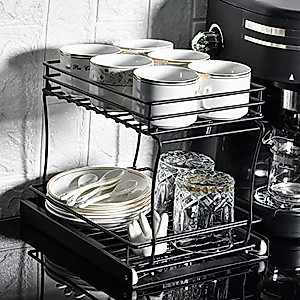 Kozloskyi Pull Out Slide Out Spice Rack Organizer for Cabinet Seasoning Rack Organizer for Kitchen Cabinet, Pantry, Closet, 2-Tier Slide Out Kitchen Cabinets and Pantry Closet Storage