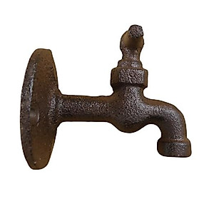 Midwest Craft House 6 Rustic Cast Iron Hooks, Faucet, Spigot Looking, Faux Faucet, Wall Hooks, Coat Hooks, Drawer Pulls