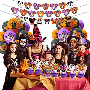 Halloween Mouse Party Decoration Halloween Mouse Party Theme Banners Latex Balloons Cupcake Toppers for Baby ShowerParty Decoration
