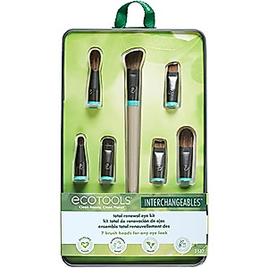 EcoTools Interchangeables Total Renewal Eye Makeup Brush Kit, Customizable Makeup Brushes for Eyeshadow, Travel-Friendly Kit, Eco-Friendly Synthetic Bristles, Cruelty Free & Vegan, 9 Piece Set