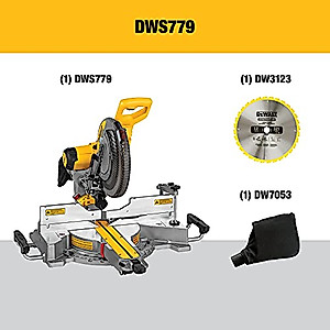 DEWALT Miter Saw, 12 Inch Double Bevel Sliding Compound, Stainless Steel Detent Plate with 10 Stops, Cam-Lock Handle, For Quick & Accurate Miter Angles, Corded (DWS779)