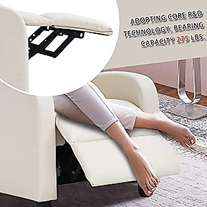 TYNB Lazy Boy Recliner, Massage Recliner with PU Leather Padded Seat Backrest Recliner Chair for Living Room Sofa Reading Chair Home Theater Seating Modern Reclining Chair Easy Lounge, Beige