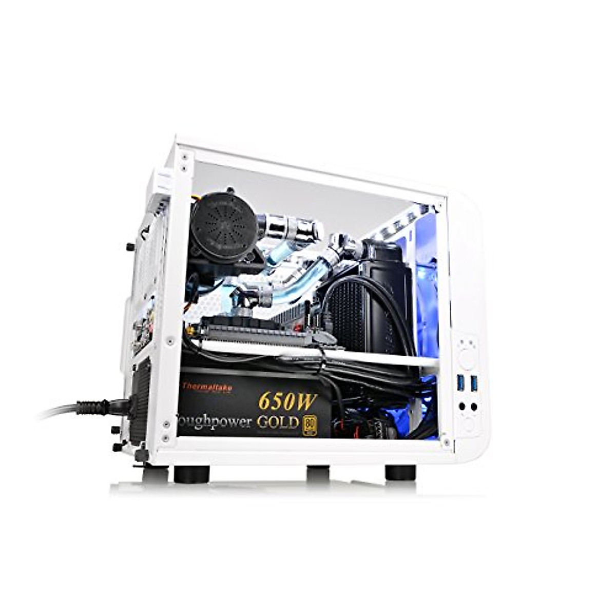 Thermaltake Core V1 Snow Edition SPCC Mini ITX Cube Computer Chassis CA-1B8-00S6WN-01, White