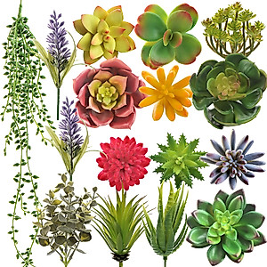 Gardlike 16 Pcs Artificial Succulents Plants Unpotted Fake Plants for Home Garden Office Table Wall DIY Decoration