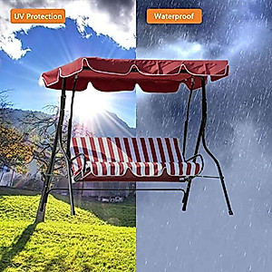 Swing Canopy Replacement, Waterproof Swing Top Cover Canopy Replacement Garden Patio Porch Yard Outdoor, Top Cover Only (74'' x 45'') (Burgundy)