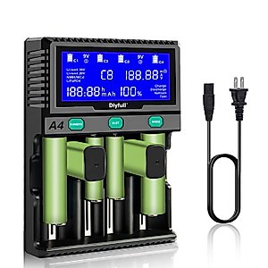 9V 18650 Rechargeable Battery Charger, Universal Battery Charger for 18650 AA AAA C D 9V 26650, Household Li-ion Nimh Battery Charger with Smart Display, 6 Bay(2 9V Battery Bay and 4 Universal Bay)