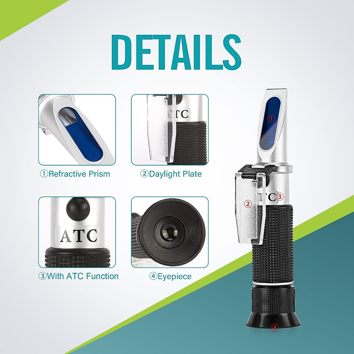 LACHOI ATC Beer Brix Alcohol Refractometer for Beer Brewing Homebrew Dual Scale Specific Gravity 1.000-1.130 & Brix 0-32% for Beer Brewing Tester
