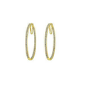 Amazon Essentials Yellow-Gold-Plated Sterling Silver Paved Infinite Elements Cubic Zirconia 2-Inch round Hoop Earrings (7 cttw), (previously Amazon Collection)