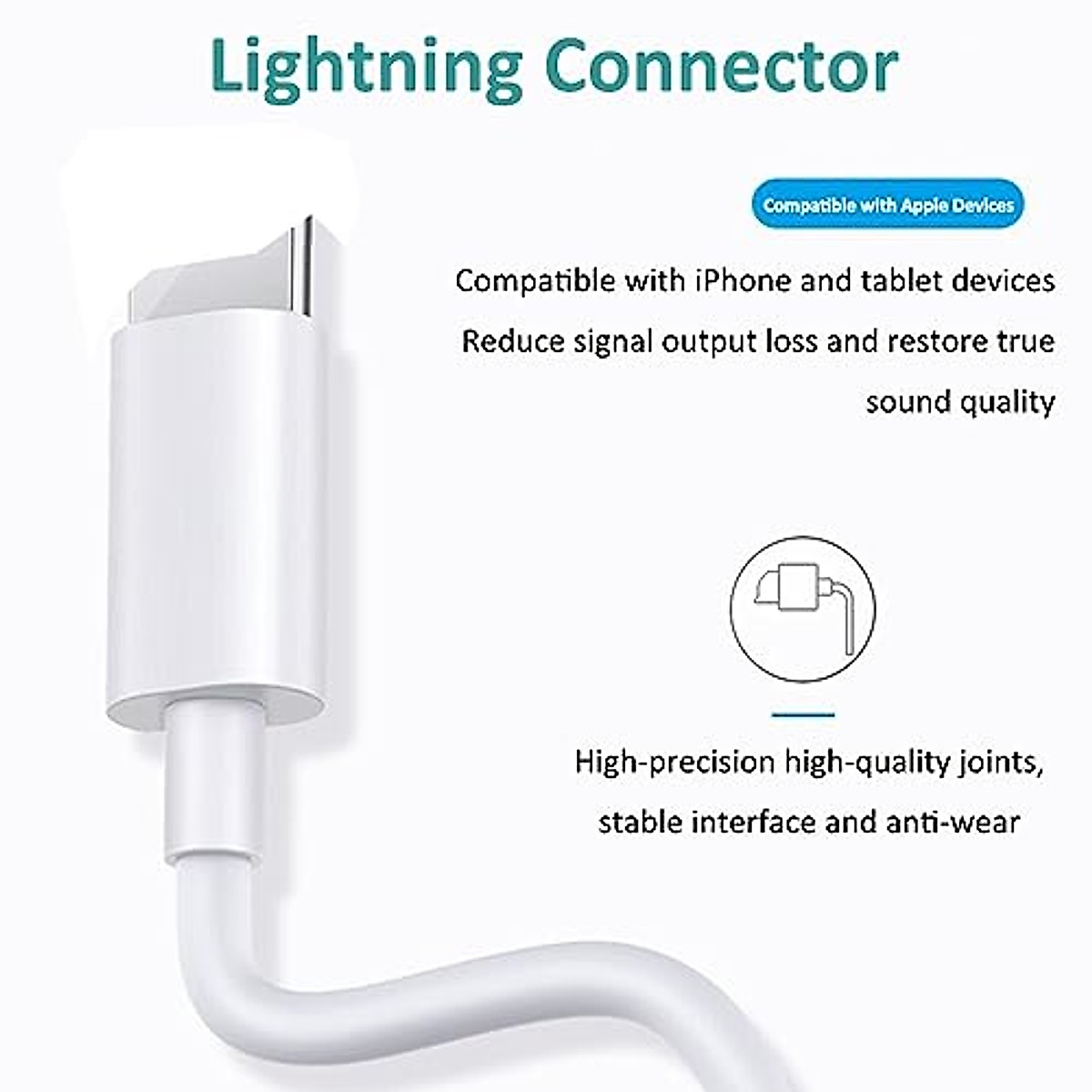 rosyclo 2 Pack Lightning Wired Earbuds Headphones, iPhone in-Ear Stereo Headphones Built-in Microphone Volume Control Earbuds Compatible iPhone 13/12/11/X/8/7/iPad iOS White