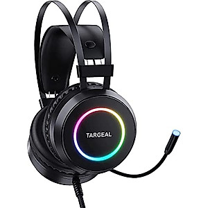 targeal USB Headset with Microphone for PC, PS5, PS4, Switch, Laptop, Tablet, Mobile Phone - 7.1 Surround Sound Wired Gamer Headphone with Noise Canceling Mic - 4 Modes RGB