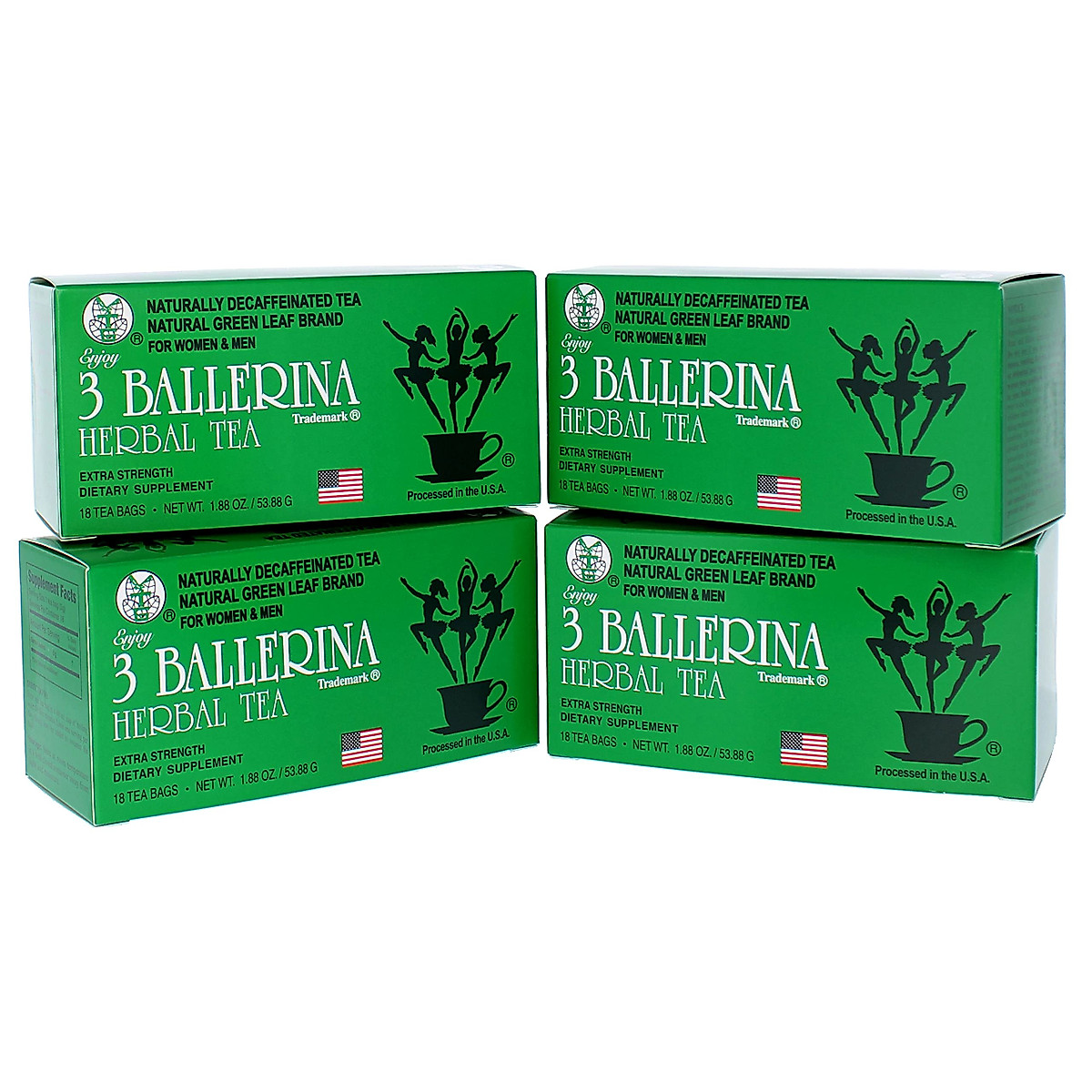 3 Ballerina Herbal Tea Extra Strength 18 Count (Pack of 4)