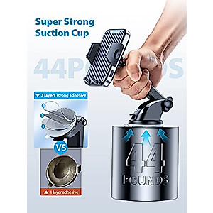 VICSEED Car Phone Holder Mount, [Non-Shaking & No More Falling Phones] Cell Phone Holder Car Mount Hands-Free Universal Cell Phone Mount for Car Dashboard/Windshield/Air Vent Fit for All Mobile Phones