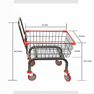 Chaminusa Heavy Duty Laundry and Grocery 1.8 Bushel Cart with U-Handle (Blue)