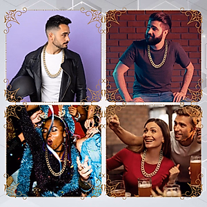 Hoedia Gold Chain for Men/Women, Gold Plated Chunky Necklace-20MM Width Big Rope Feel Real, Solid Fake Gold Chain Necklace for Party, Hip Hop Rapper Style, 80s 90s Custome, 32 Inches