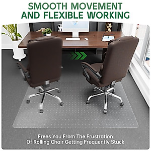 100pointONE Office Chair Mat for Carpets - 53'' x 45'' 0.09'' ThickTransparent Floor Mats for Flat Low and No Pile Carpeted Floors, with Grippers (53'' X 45'' Rectangle)
