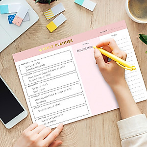 Sweetzer & Orange Weekly To Do List Pad. Pink Gold Weekly Planner Notepad with Daily Planner Agenda Squares. 7x10” Day Planner 2024 2025 - Student Planner, Work Planner and Checklist Note Pad.