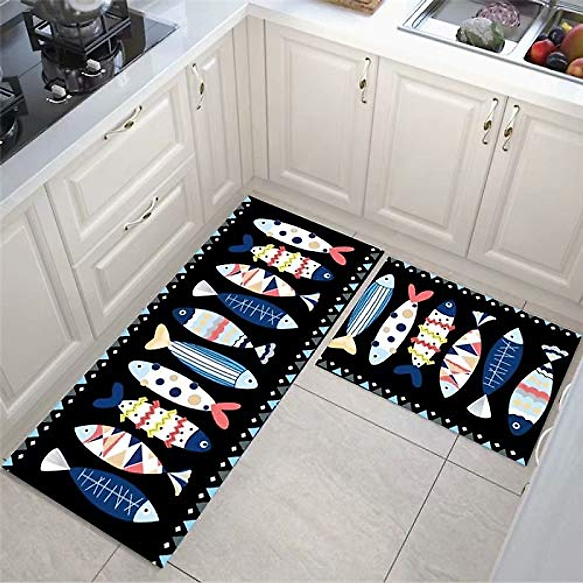 OPLJ Modern Minimalist Kitchen Carpet Floor mats Home Bedroom Living Room Entrance Non-Slip Washable Door mat Carpet A8 50x80cm+50x160cm