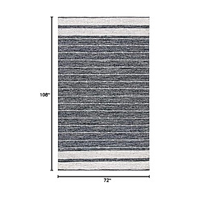 SAFAVIEH Striped Kilim Collection 6' x 9' Black/Ivory STK509Z Handmade Flatweave Cotton Area Rug