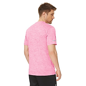 MAGCOMSEN Athletic T Shirts for Men Stretch Crew Neck Dry Fit Breathable Lightweight Cool Running Gym Athletic T Shirt Pink XL