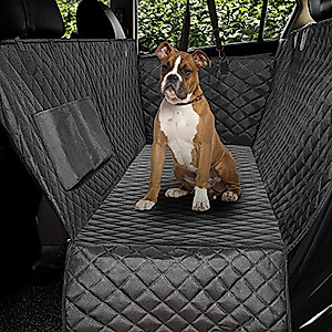 Honest Luxury Quilted Dog Car Seat Covers with Side Flap Pet Backseat Cover for Cars, Trucks, and Suv's - Waterproof & Nonslip Diamond Pattern Dog Seat Cover Black Large (57''Wx60''L)