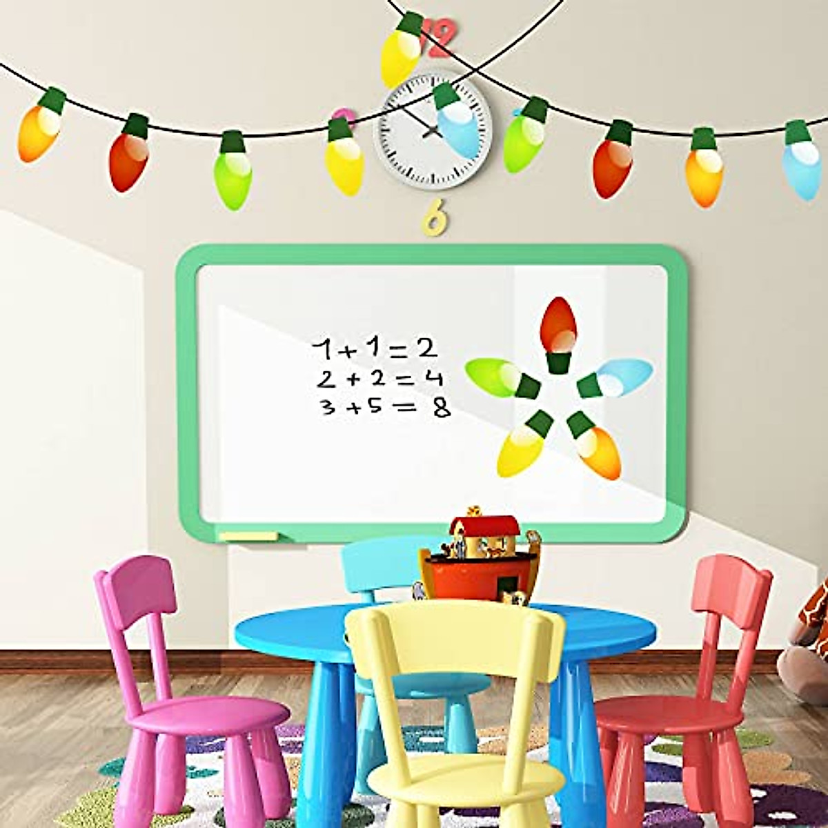 Christmas Bulb Cutouts 40 Pieces Chic Colorful Bulb Cutouts with 60 Glue Point Dots for Christmas New Year Party Classroom Bulletin Board and Home Decoration