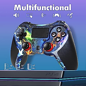 TERIOS Wireless Controller Compatible with PS4/Pro/Slim, Pa4 Controller with Built-in Speaker, Advanced Buttons Programming, Enhanced Dual Vibration, 14H Playing Time, Turbo Auto Fire (Starry Sky)