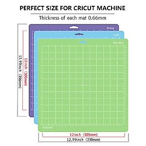 Gwybkq Cutting Mat 8 Packs for Cricut Explore One/Air/Air 2/Maker 12x12 Variety Grip Non-Slip Durable Mats Sticky (Light,Standard,Strong) Grip Replacement Accessories Card for Crafts