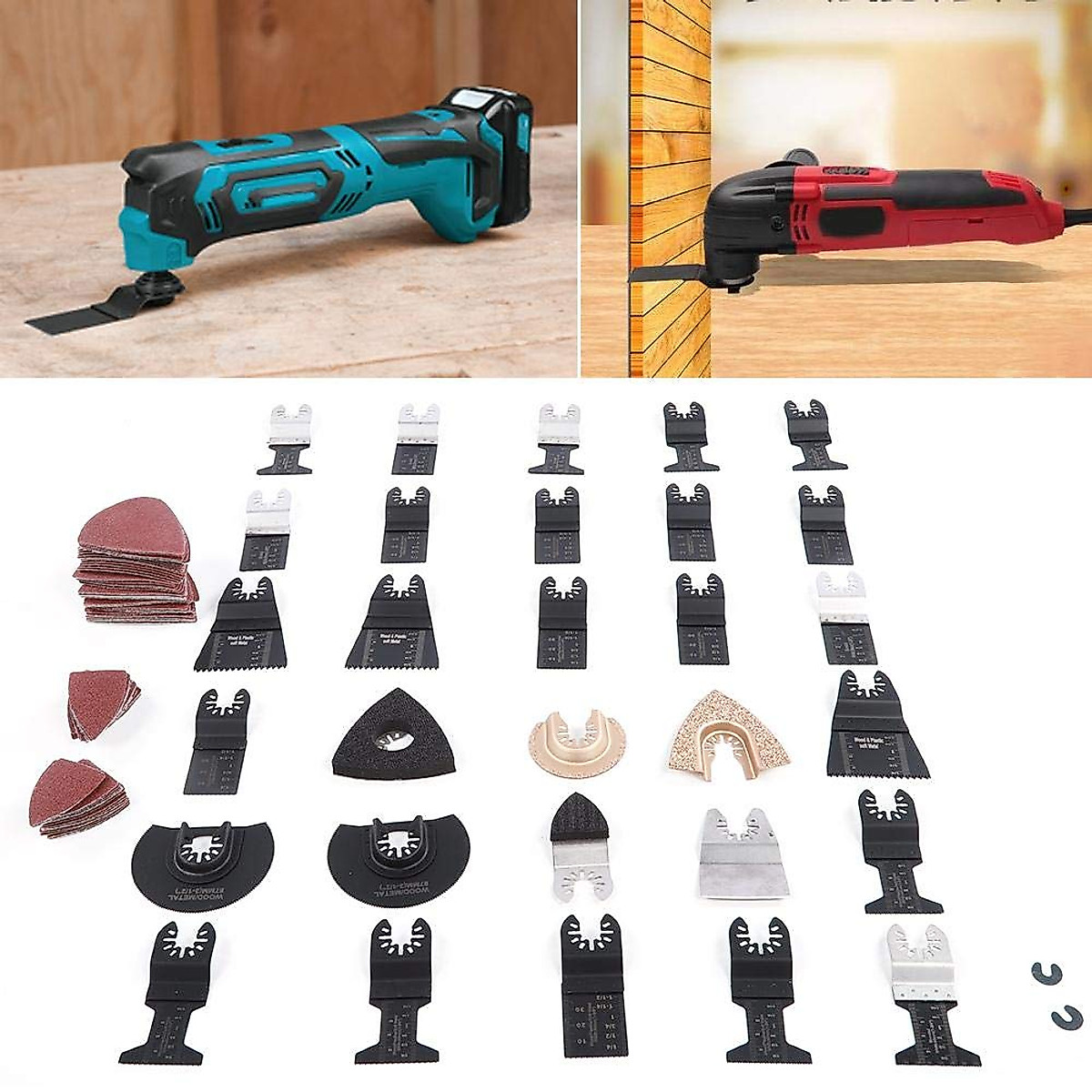 Saw Blades Carbide 108PCS Universal Oscillating Multitool Saw Blades High-Carbon Steel Cutting Polishing Tool Set Compatible for Bosch Multi-X