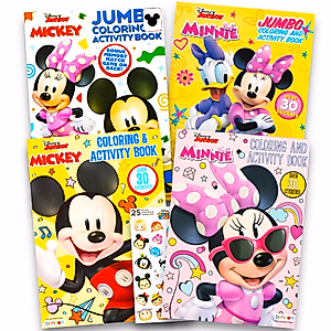 Disney Mickey Mouse Coloring Book Super Set with Stickers (4 Mickey Mouse Activity Books for Kids Toddlers)