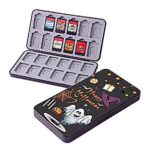 PERFECTSIGHT Cute Game Card Case for Nintendo Switch/Switch Lite/OLED, 24 Game Holder Cartridge Case for Game Cards and 24 SD Cards, Kawaii Portable Compact Storage Box (Halloween)