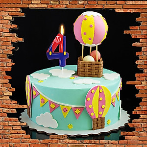 Blue Red 4th Birthday Candle for Boys Girls - Birthday Party Cake Decorations, Number 4 Cake Topper, Cartoon Game Themed Party Decor Kids Party Supplies