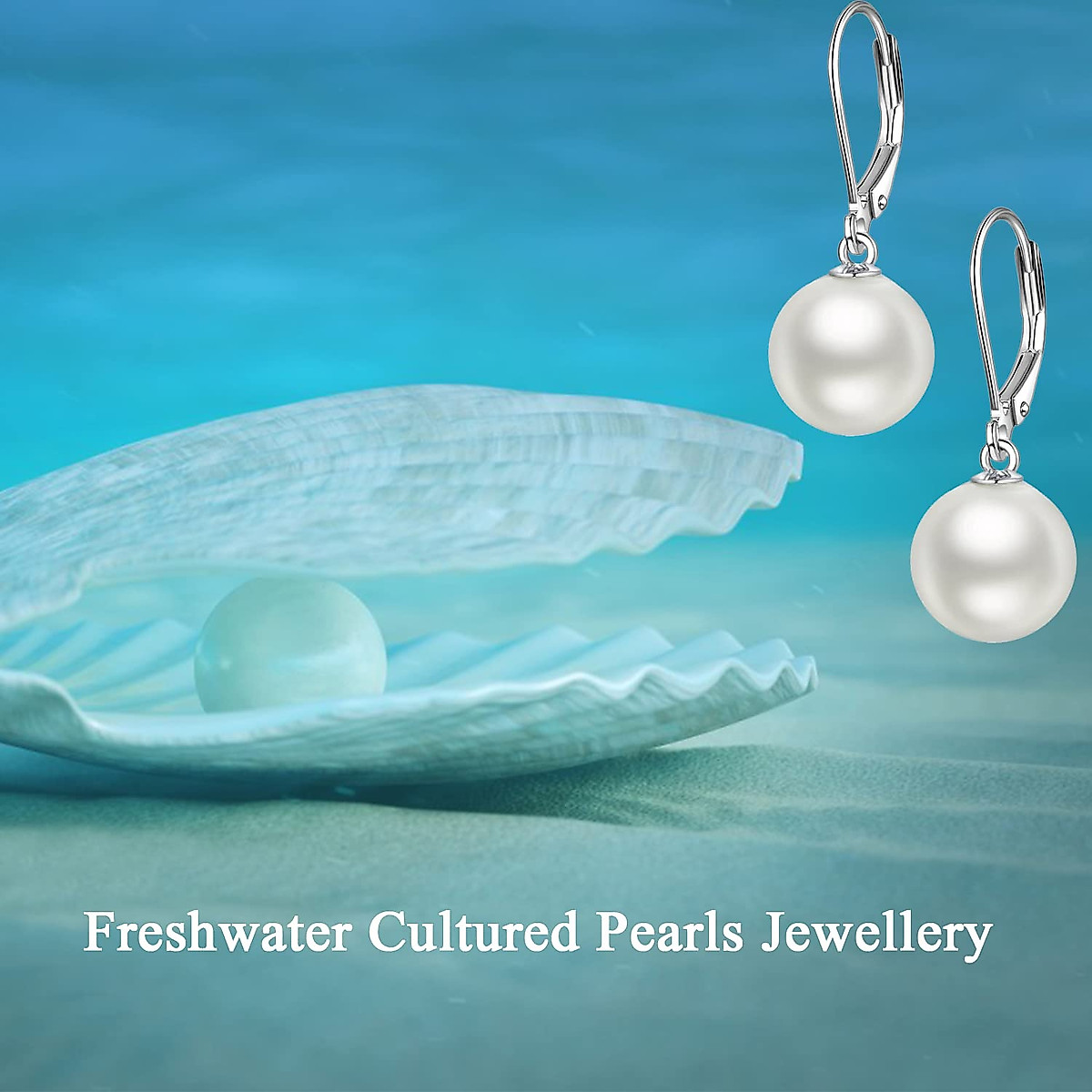 925 Sterling Silver Pearl Leverback Earrings Dangle Drop Jewelry Gifts for Women (Pearl)