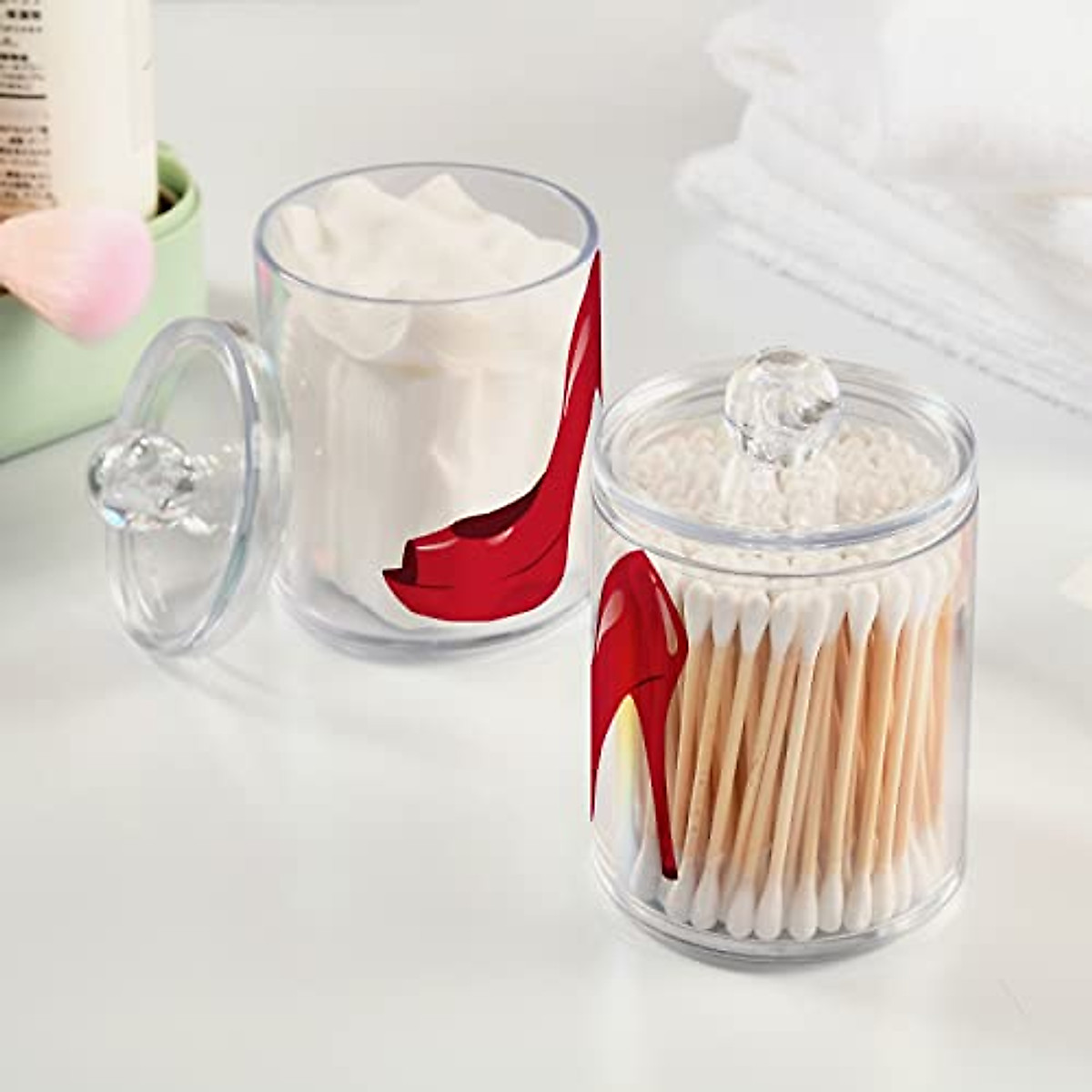 Oyihfvs High Heels Red Girls 2 Packs Clear Plastic Jar with Lid, Airtight Food Translucent Jars, Makeup, Food Storage Containers for Kitchen Cookie, Tea
