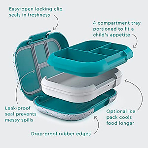 Bentgo® Kids Chill Lunch Box - Confetti Designed Leak-Proof Bento Box & Removable Ice Pack - 4 Compartments, Microwave & Dishwasher Safe, Patented, 2-Year Warranty (Confetti Edition - Truly Teal)