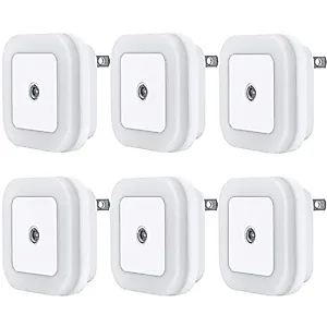 Uigos LED Night Light Lamp with Smart Sensor Dusk to Dawn Sensor, Daylight White, 0.5W Plug-in, 6-Pack