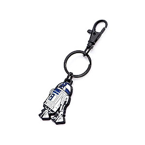 Star Wars Jewelry Unisex Adult Black IP & Base Metal R2-D2 Key Chain, Silver/Black, One Size