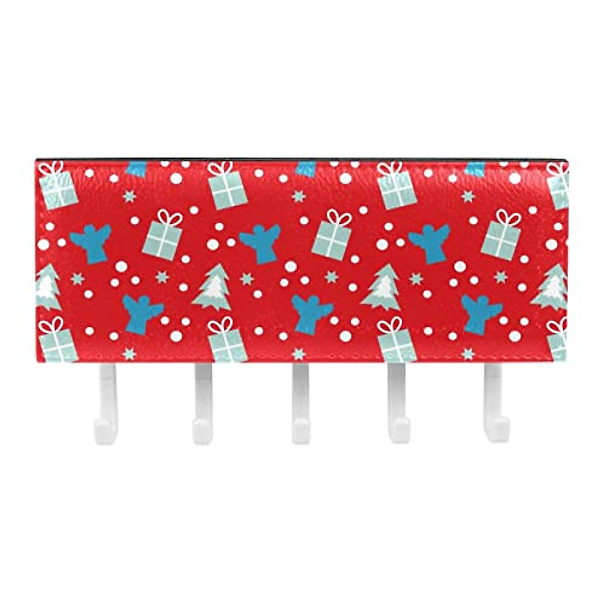 Coat Rack Rail Wall Mounted, 7 Inches, 4.4lb(Max), Leather Hanger Hooks for Hat Towel Coat Key Purse Red Gift Xmas Tree