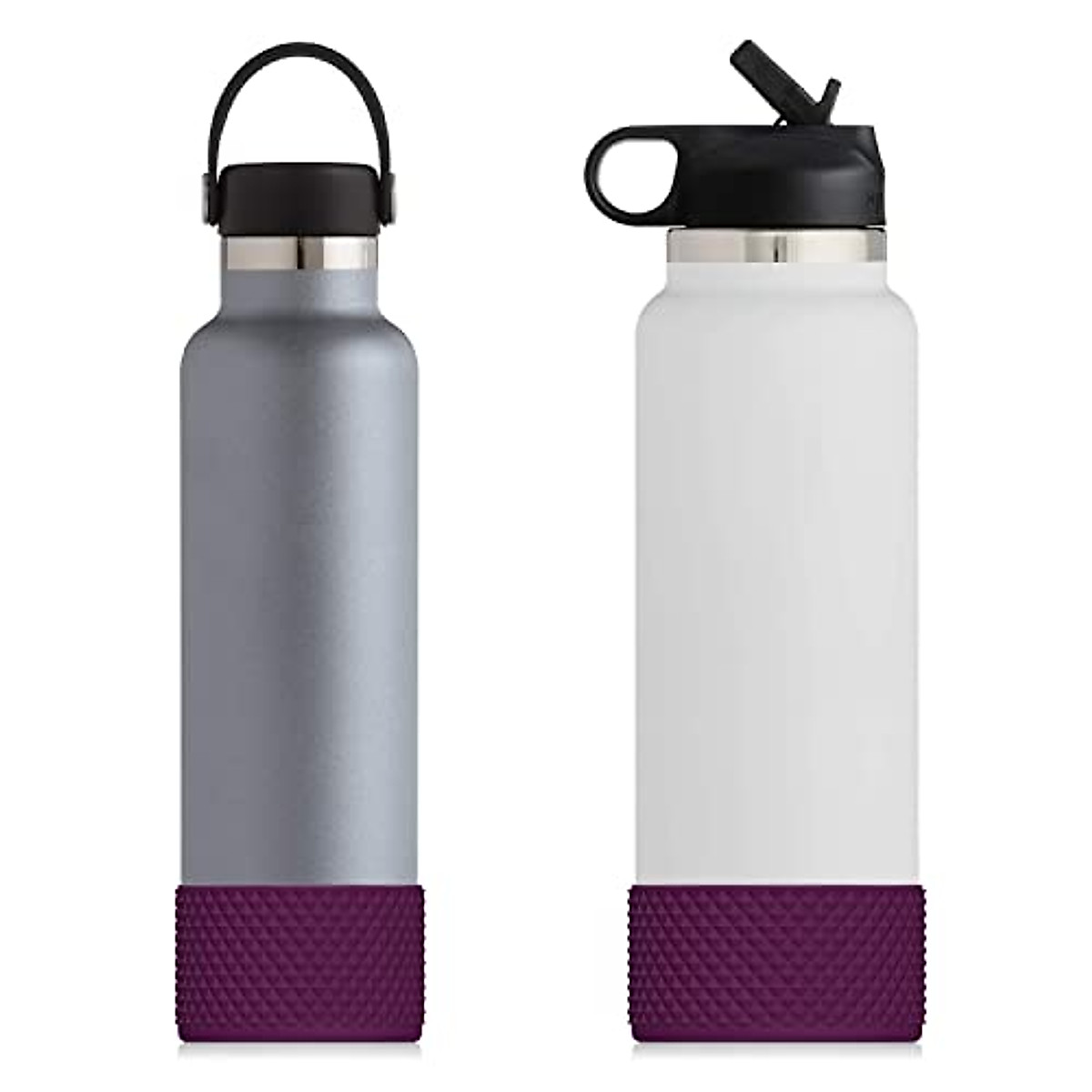 Affute Diamond Silicone Boot for Hydroflask Water Bottle and Other Stainless Steel Bottles 12 18 21 22 24 32 40 oz, (Eggplant, 12-24oz)