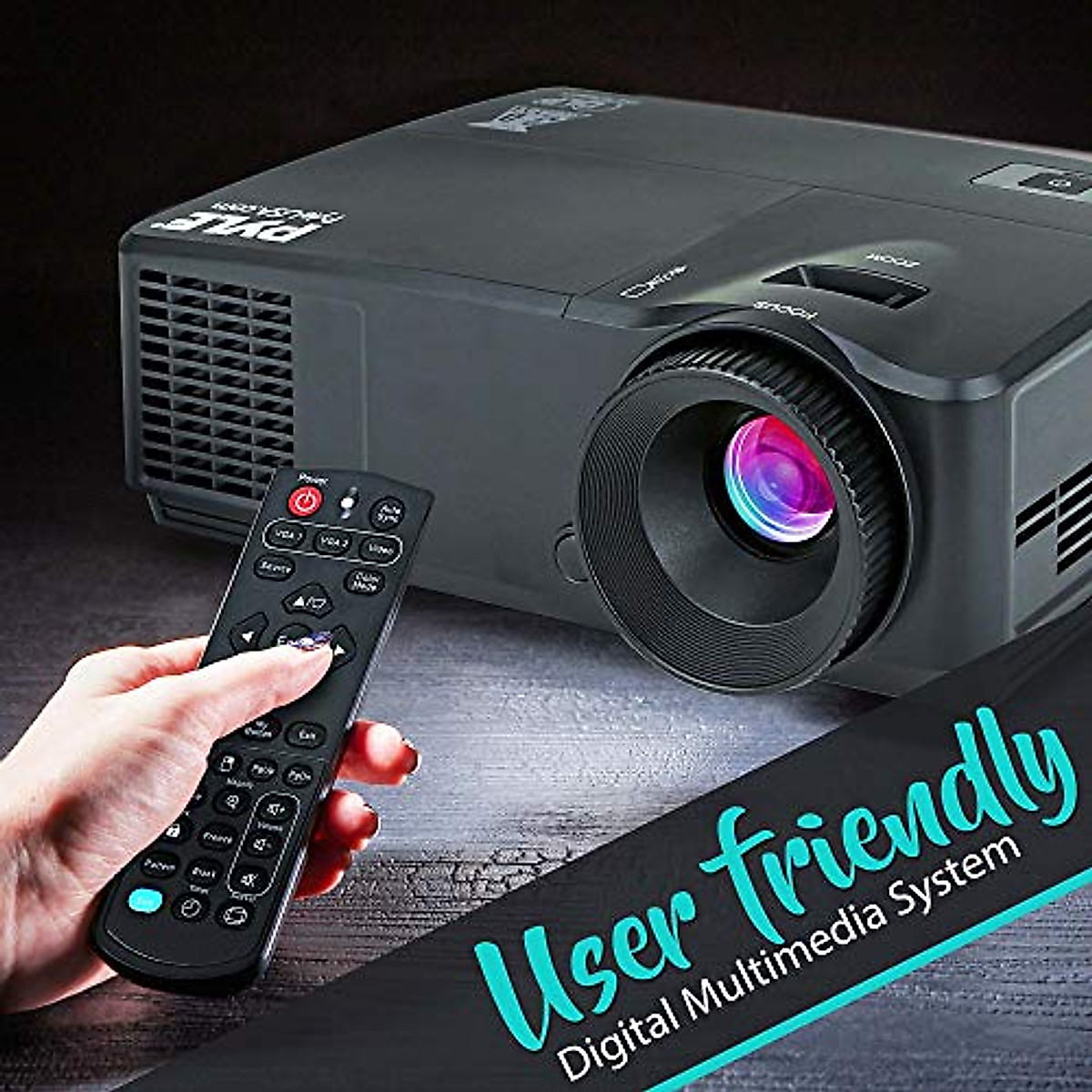 Pyle Full HD DLP 1080P 3000 Lumens Projector Home Theater High Performance Ceiling Mountable, System & Keystone Adjustment for TV, Laptop & Business Office Presentation-(PRJLEDLP205)