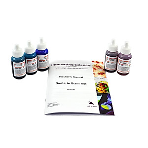 Innovating Science Bacteria Stain Set - 5 Microscope Slide Stains in 30mL Dropper Bottles: Methylene Blue (2), Carbol Fuchsin, Carbol Rose Bengal, Crystal Violate