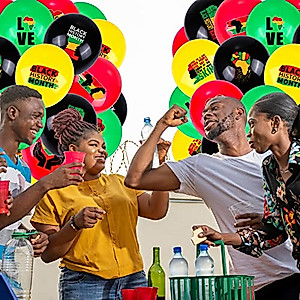 durony 72 Pieces Black History Month Balloons 12 Inch African American Independence Day Balloons Black History Latex Balloons Juneteenth Balloons for Black History Month Party Supplies, 9 Designs